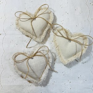 Natural Canvas Plush Hearts, Fabric Hearts, Valentine Decor, Farmhouse ...