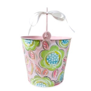 Soft Pink Painted Easter Pail, Painted Floral Easter Bucket ...