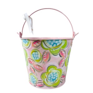 Soft Pink Painted Easter Pail, Painted Floral Easter Bucket ...