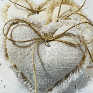 Natural Canvas Plush Hearts, Fabric Hearts, Valentine Decor, Farmhouse ...