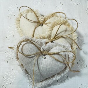 Natural Canvas Plush Hearts, Fabric Hearts, Valentine Decor, Farmhouse ...