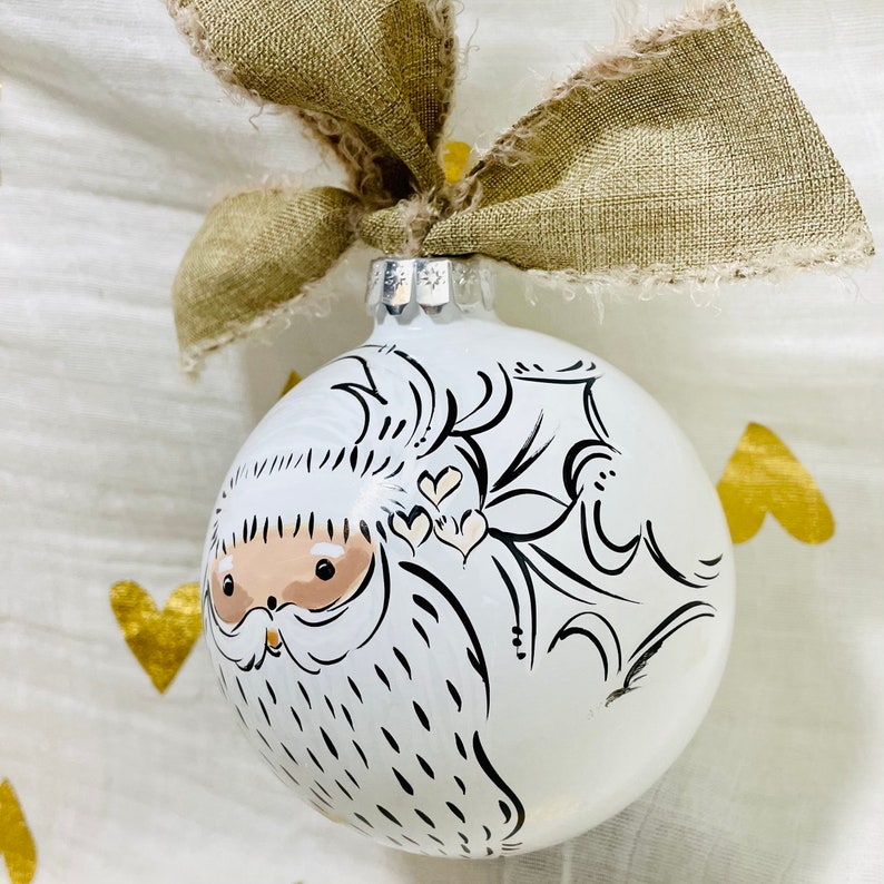 Personalized Santa on White Ornament Neutral Santa | Etsy