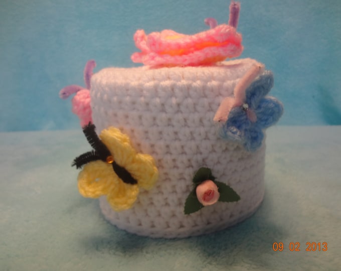 Pretty Spring Crochet Tan Bunny Rabbit With Flowers Toilet Paper/toilet ...
