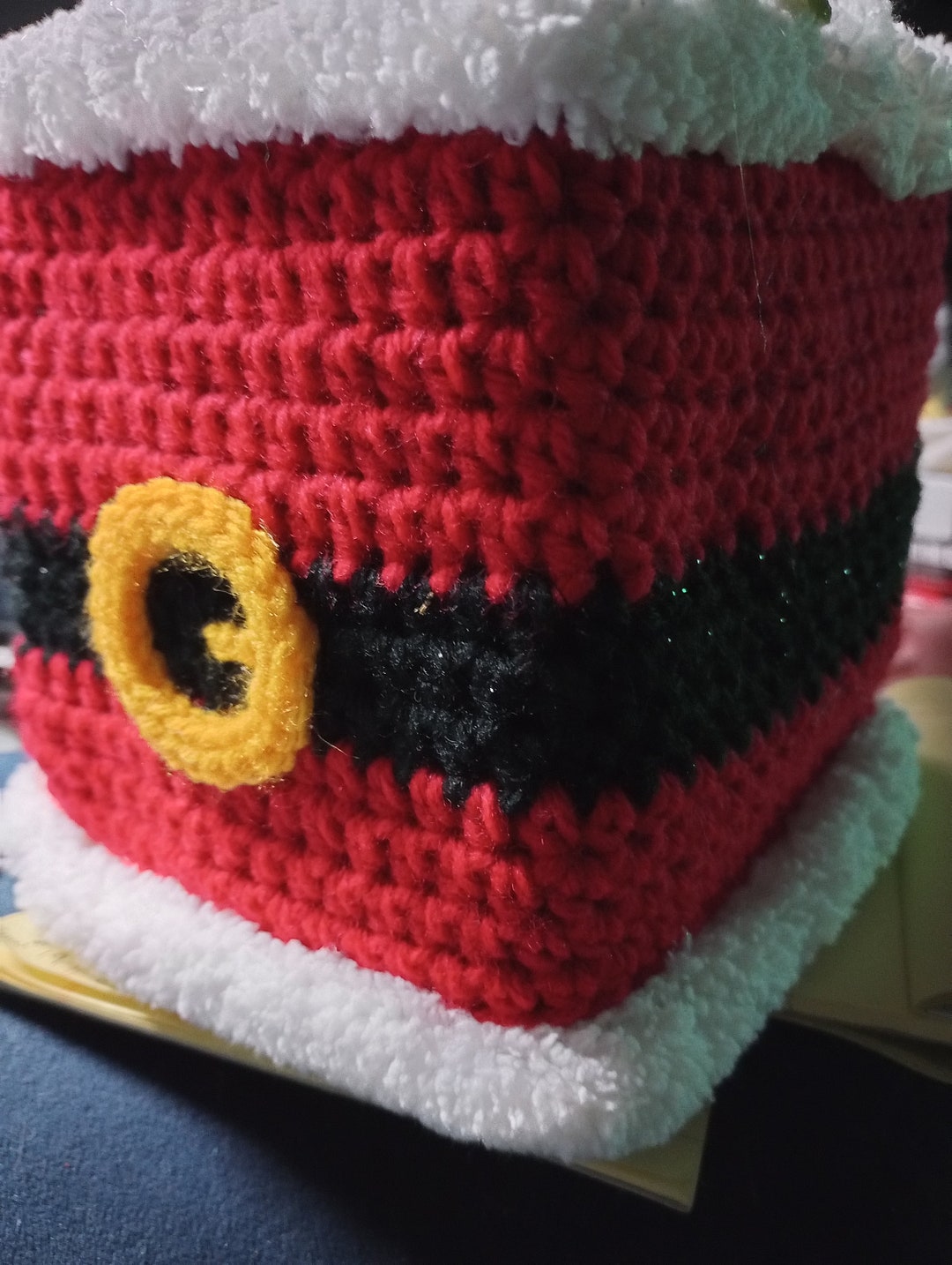 Santa Belt Tissue Box Cover - Etsy