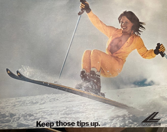 Original 1970s Lange Ski Marketing Poster Keep Those Tips Up Etsy