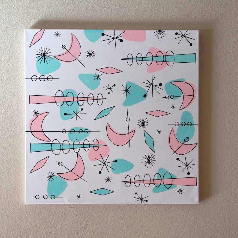 Mid Century Modern Atomic Wall Art 1950s Starburst Painting - Etsy