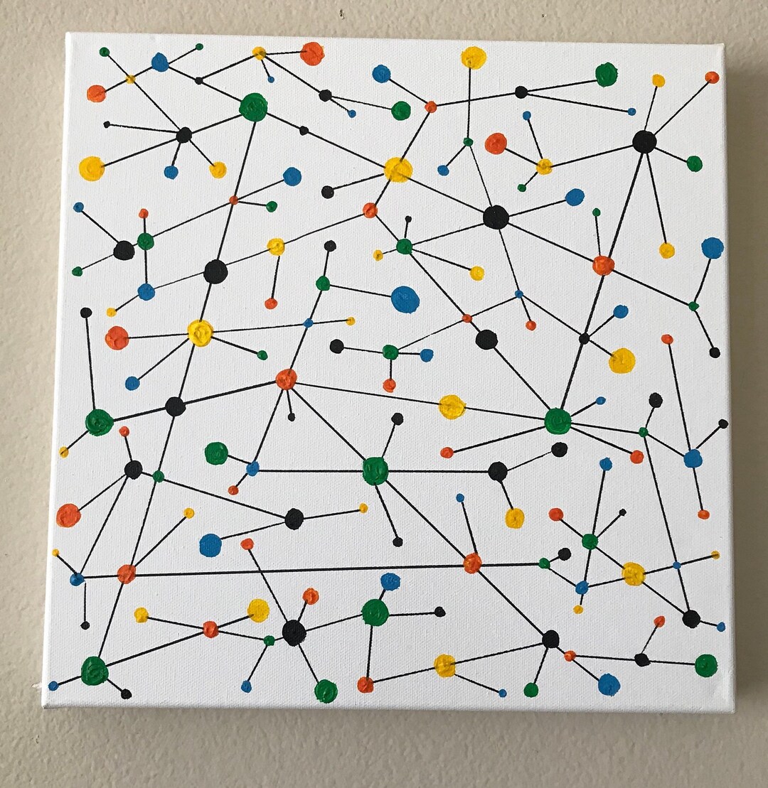 Mid Century Modern Atomic Wall Art 1950s Geometric Painting - Etsy