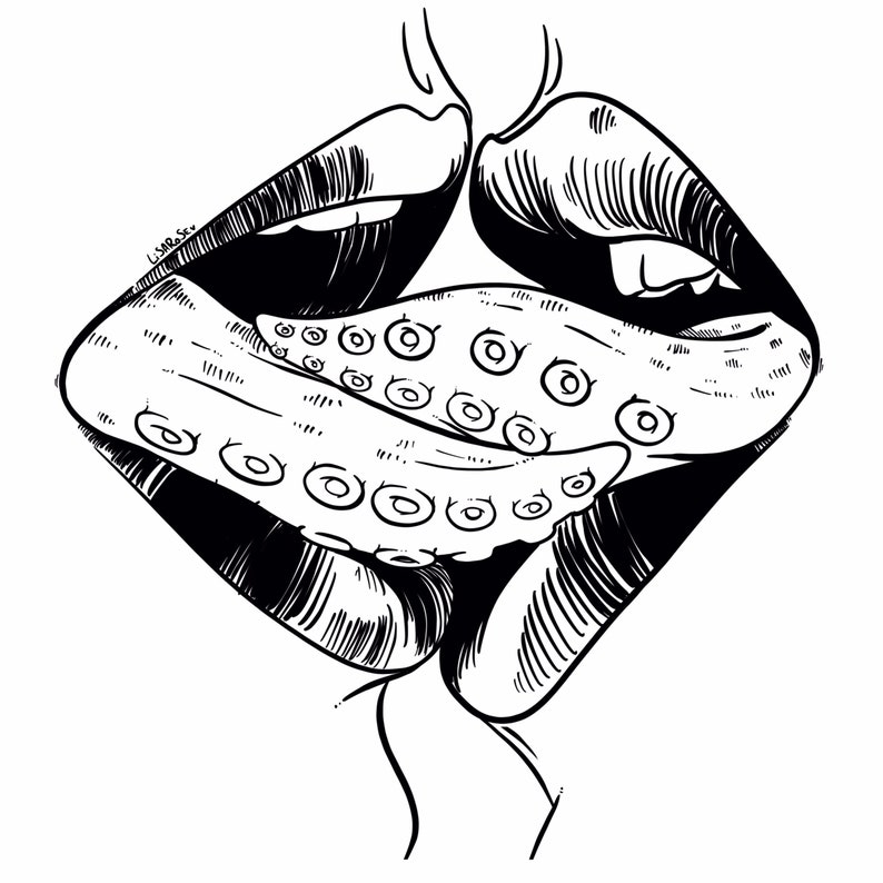 Alien Kiss I / A4 Art Illustration Print | Etsy