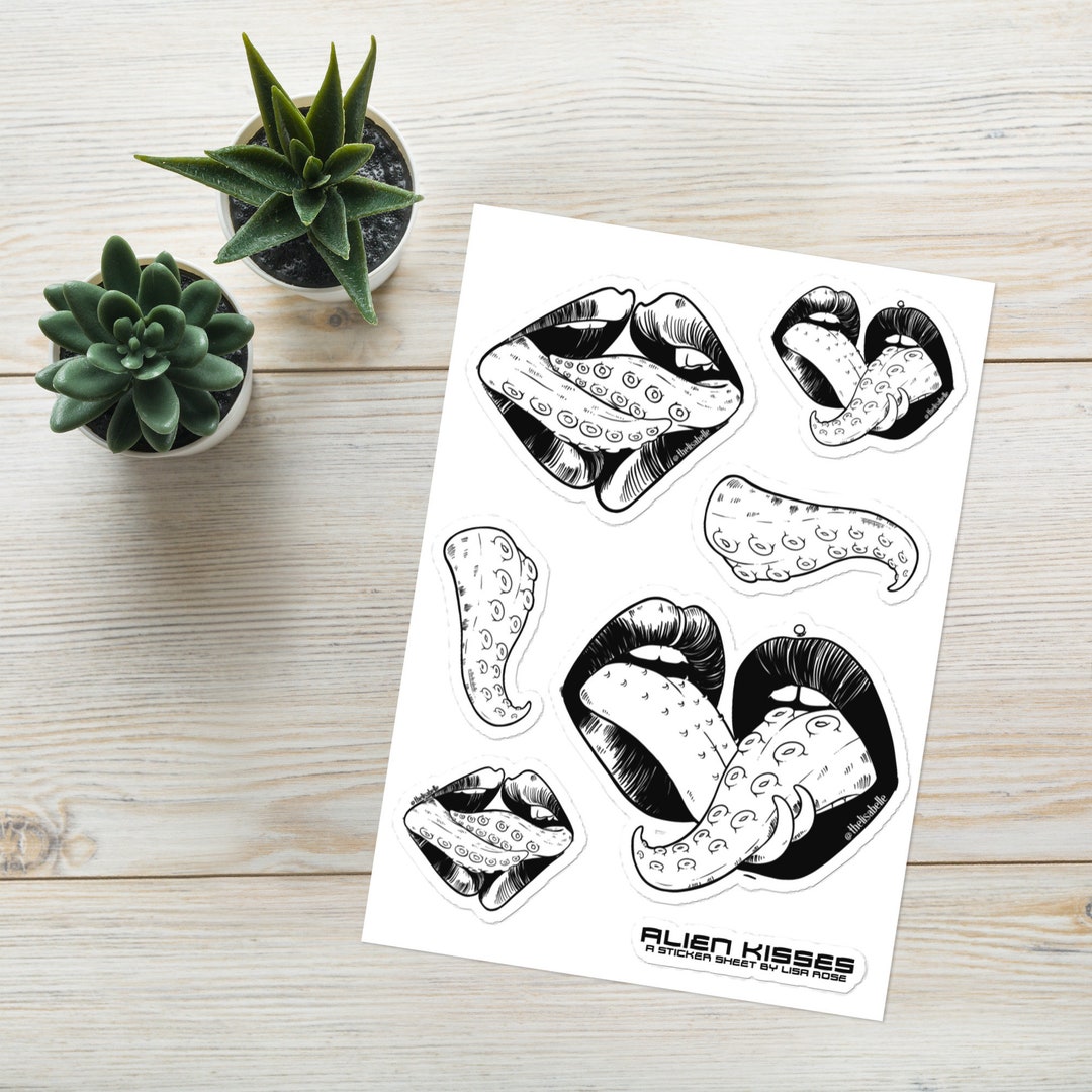 Alien Kisses Sticker Sheet / Kiss Cut Art Illustrated Stickers - Etsy