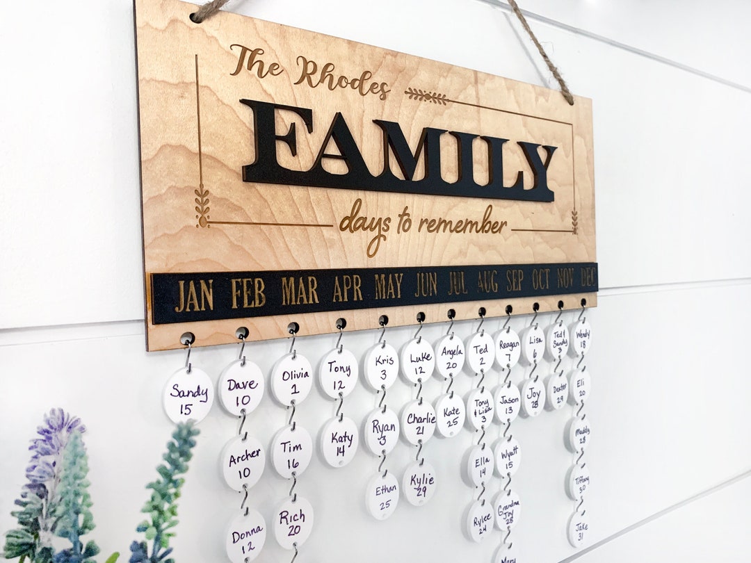 Birthday Gift Large Family Days to Remember Farmhouse Calendar Board ...