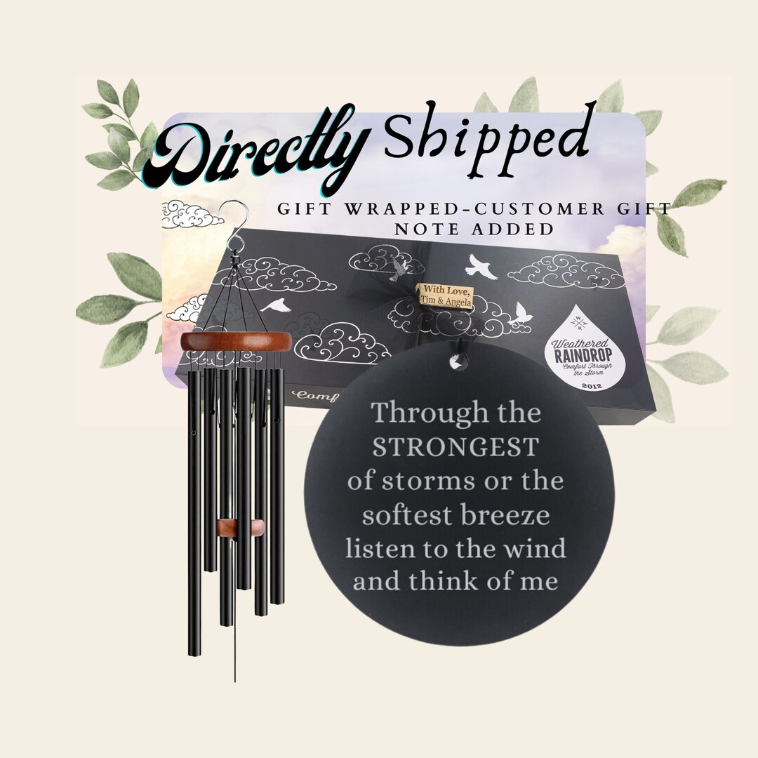 Directly Shipped-gift Wrapped Black Personalized Memorial Wind Chime ...