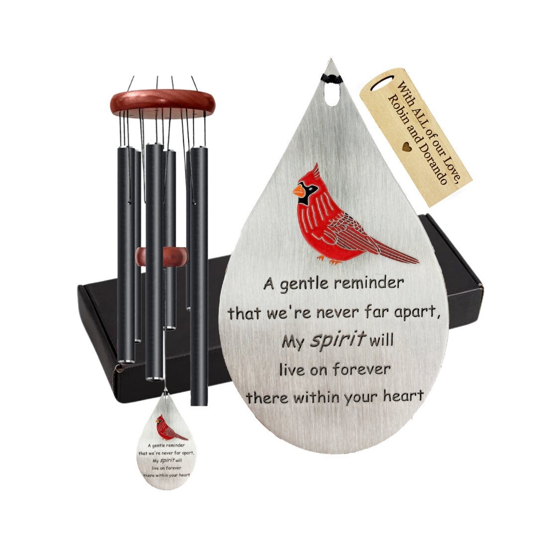 Cardinal Sympathy Gift Wind Chime Personalized Remembrance for Memorial ...