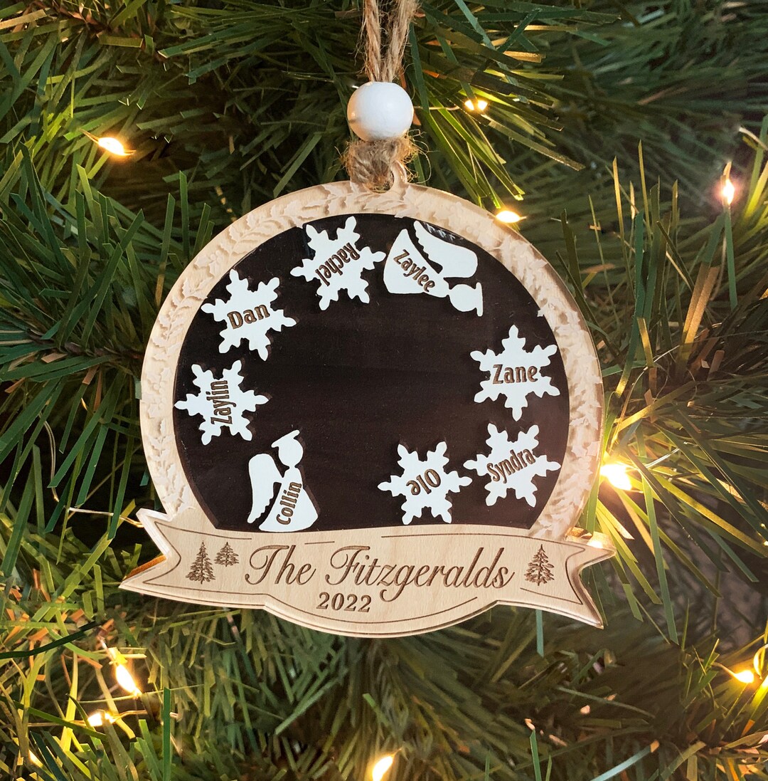 Memorial Ornament Gifts Snow Globe Personalized Names Farmhouse Style ...