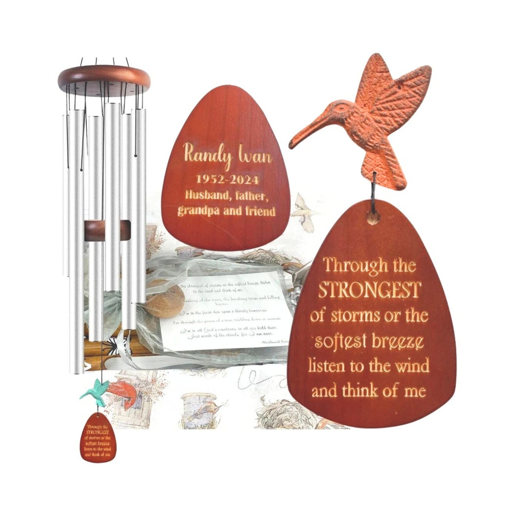 Hummingbird Memorial Gift Wind Chime Personalized Remembrance Gift ...