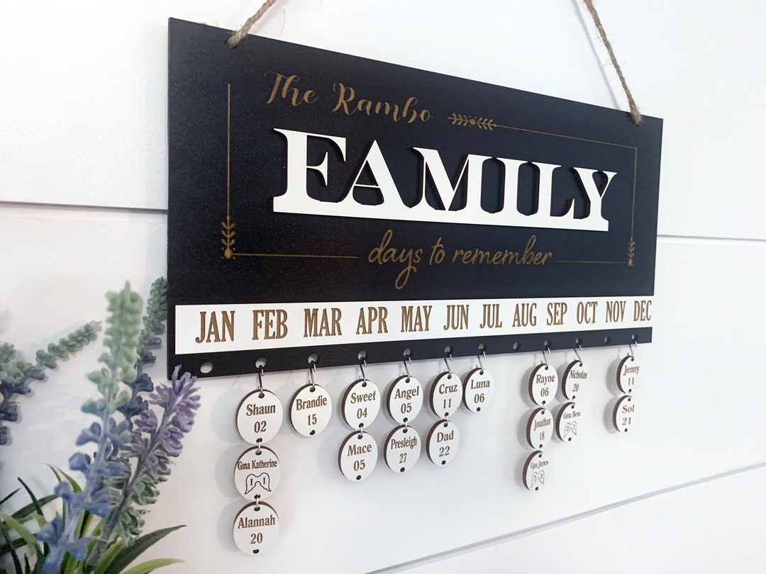 Birthday Calendar Wall Hanging Family Sign, Family Birthday Calendar ...