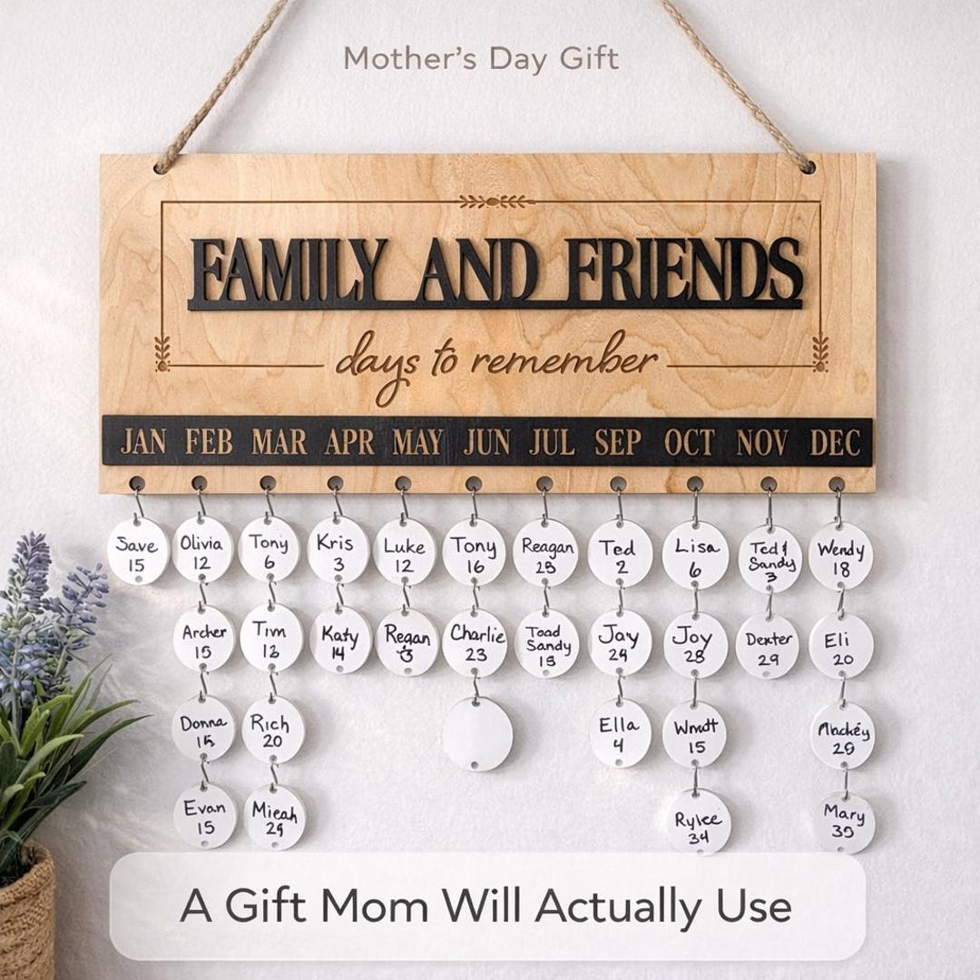 Gift for Mom & Grandma | Birthday Reminder Board | Family Days to ...