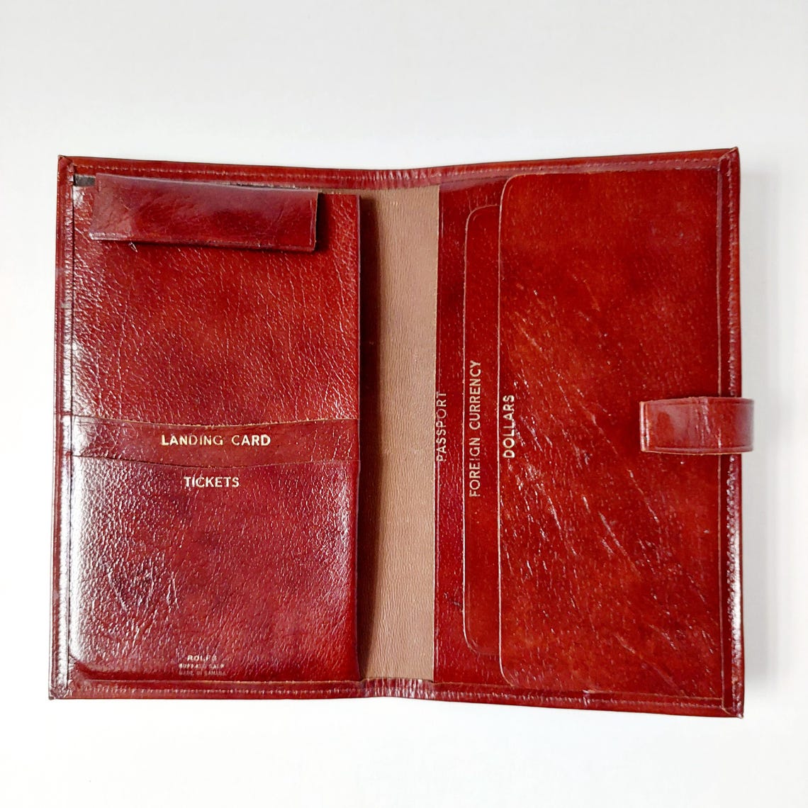 Rare Vintage Leather Rolfs Travel Wallet or Passport Holder With Unique ...