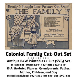 Vintage Paper Toys _ Colonial Family Print & Cut Set _ Williamsburg ...