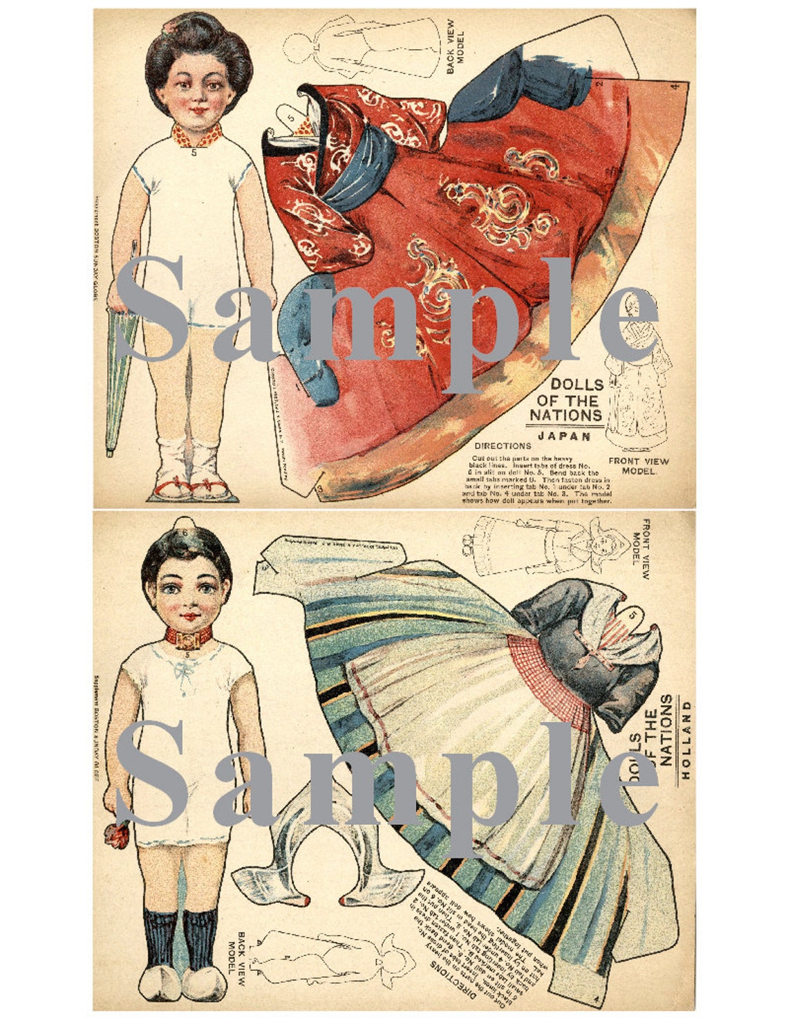 Paper Doll Vintage Dolls of the Nations Paper Dolls Folk Costume Dolls ...