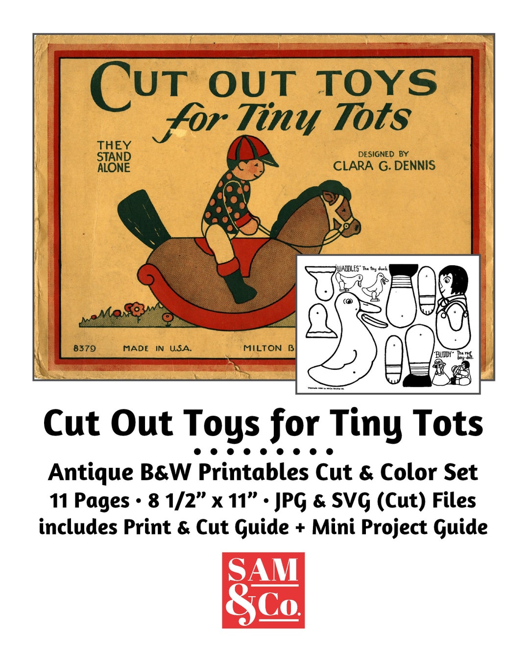 Printable Cut Out Toy Set + SVG - CUT Files_antique Paper Toys_cut Out ...