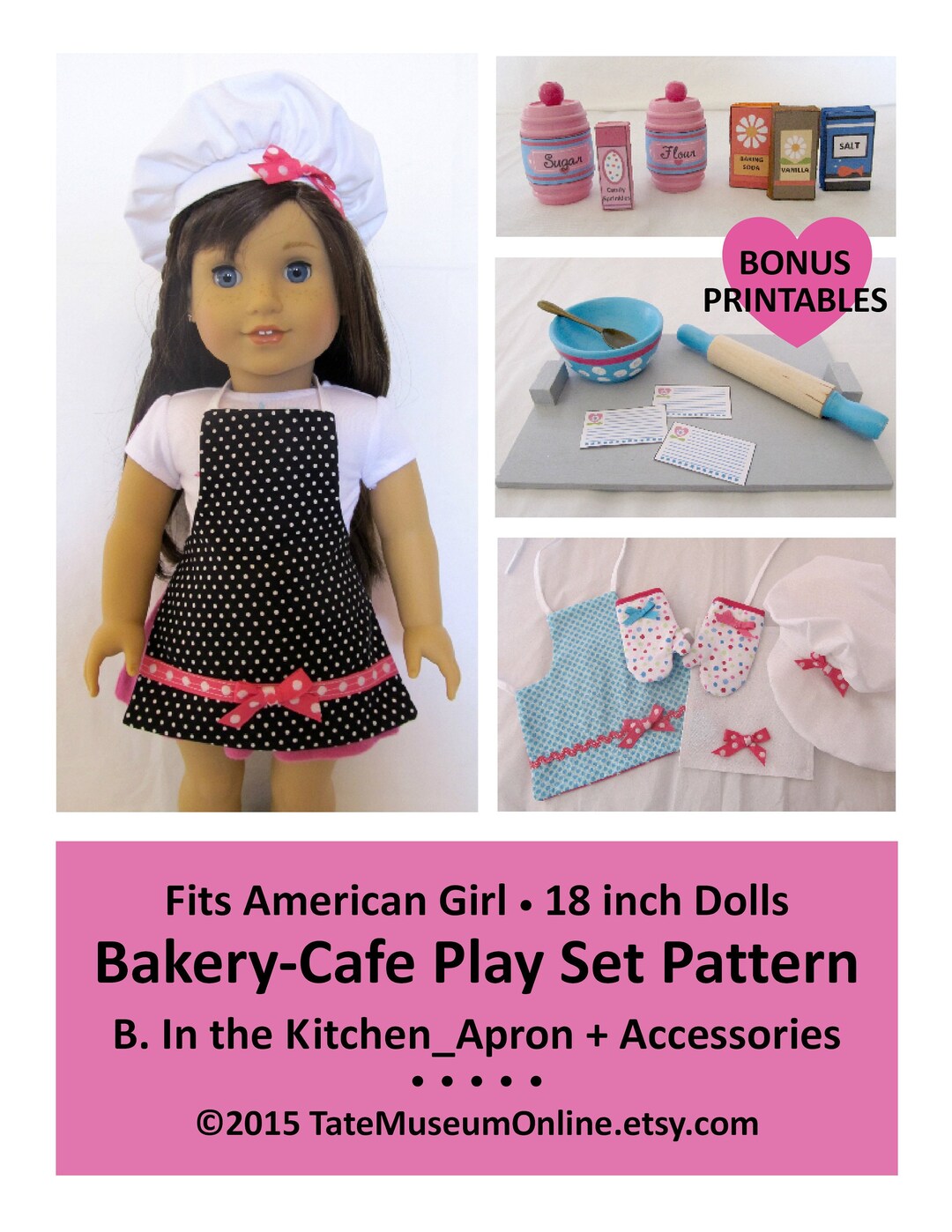 18" Doll Pattern _ Bakery - Cafe + Kitchen Play Set_cooking Accessories ...