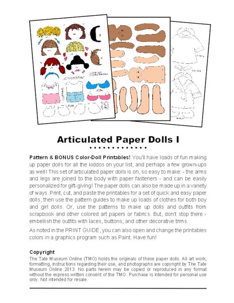 Paper Doll _ Digital Paper Doll _ Articulated Jointed _ PERSONALIZED ...
