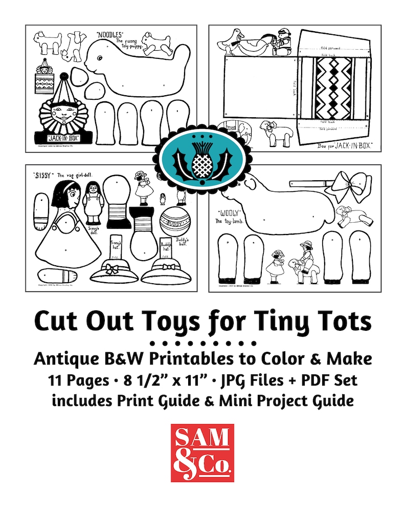 Printable Paper Toy Set + CUT Files_antique Paper Toys_cut Out Toys for ...