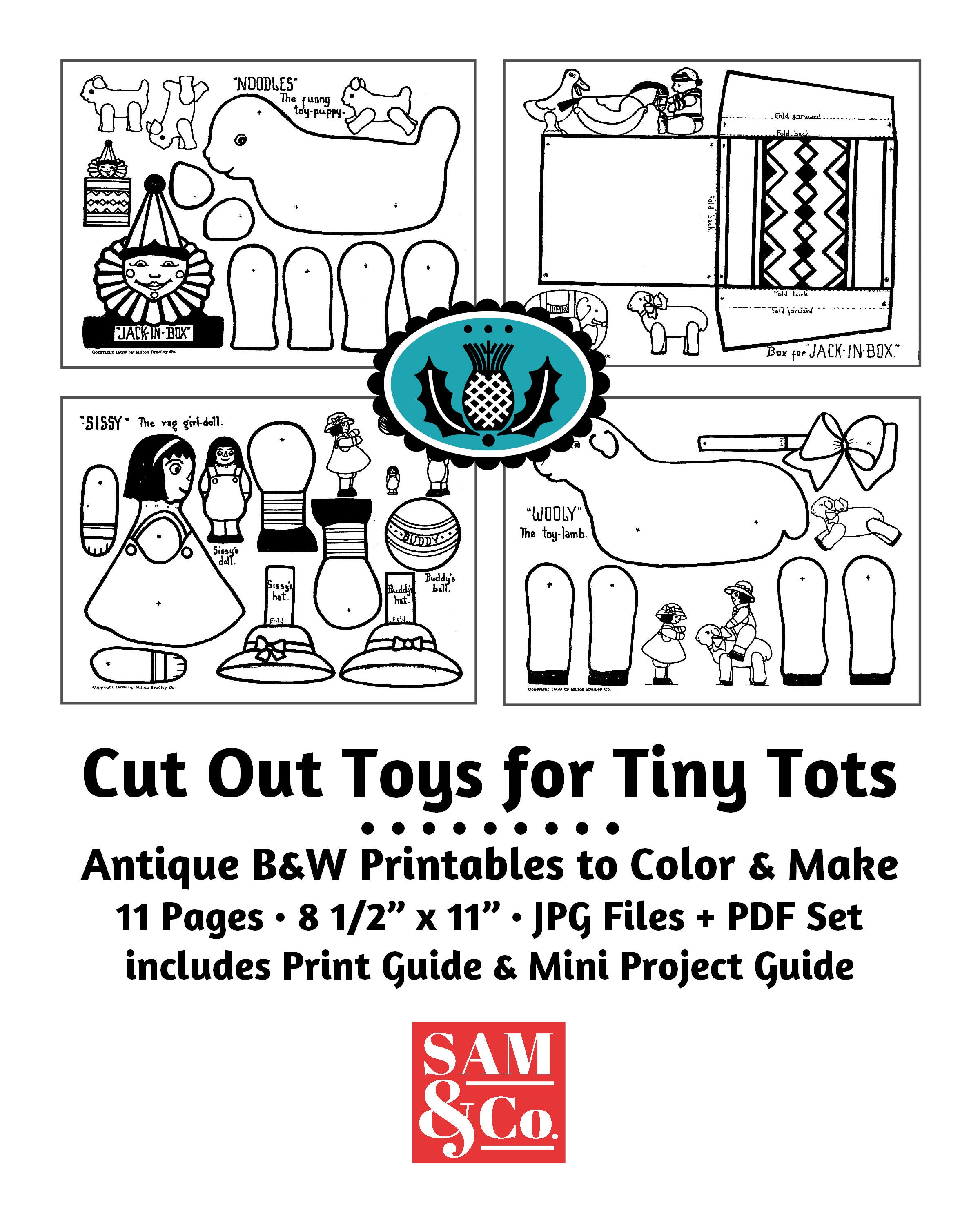 Printable Cut Out Toy Set + SVG - CUT Files_antique Paper Toys_cut Out ...