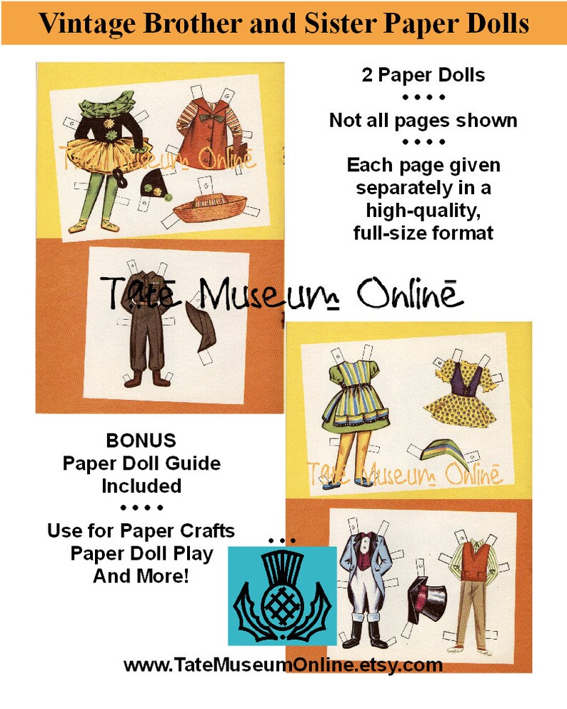 Vintage Paper Dolls_brother & Sister_black Americana African American ...
