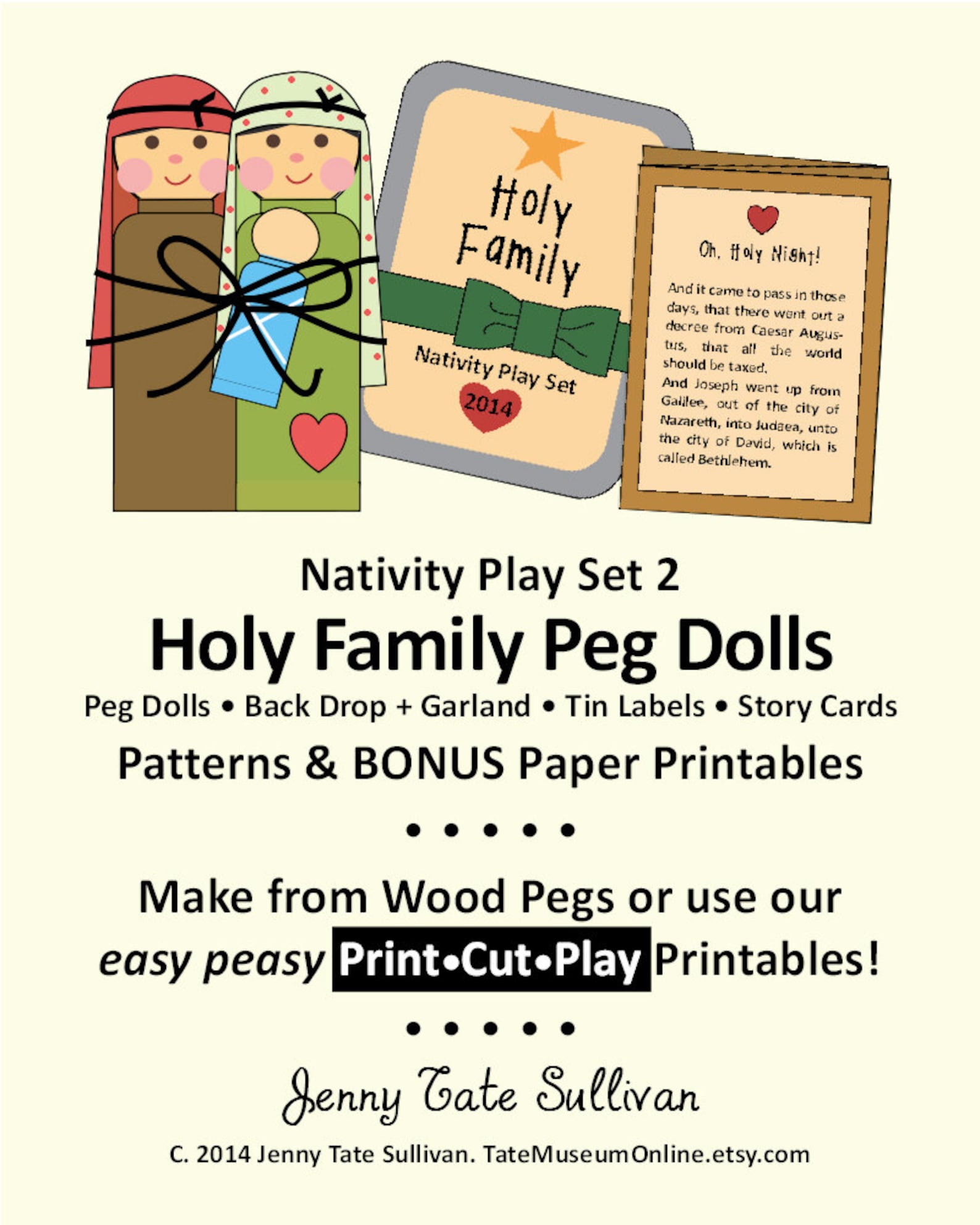 Christmas Peg Doll Pattern NATIVITY Set PERSONALIZE + Printables, Back ...