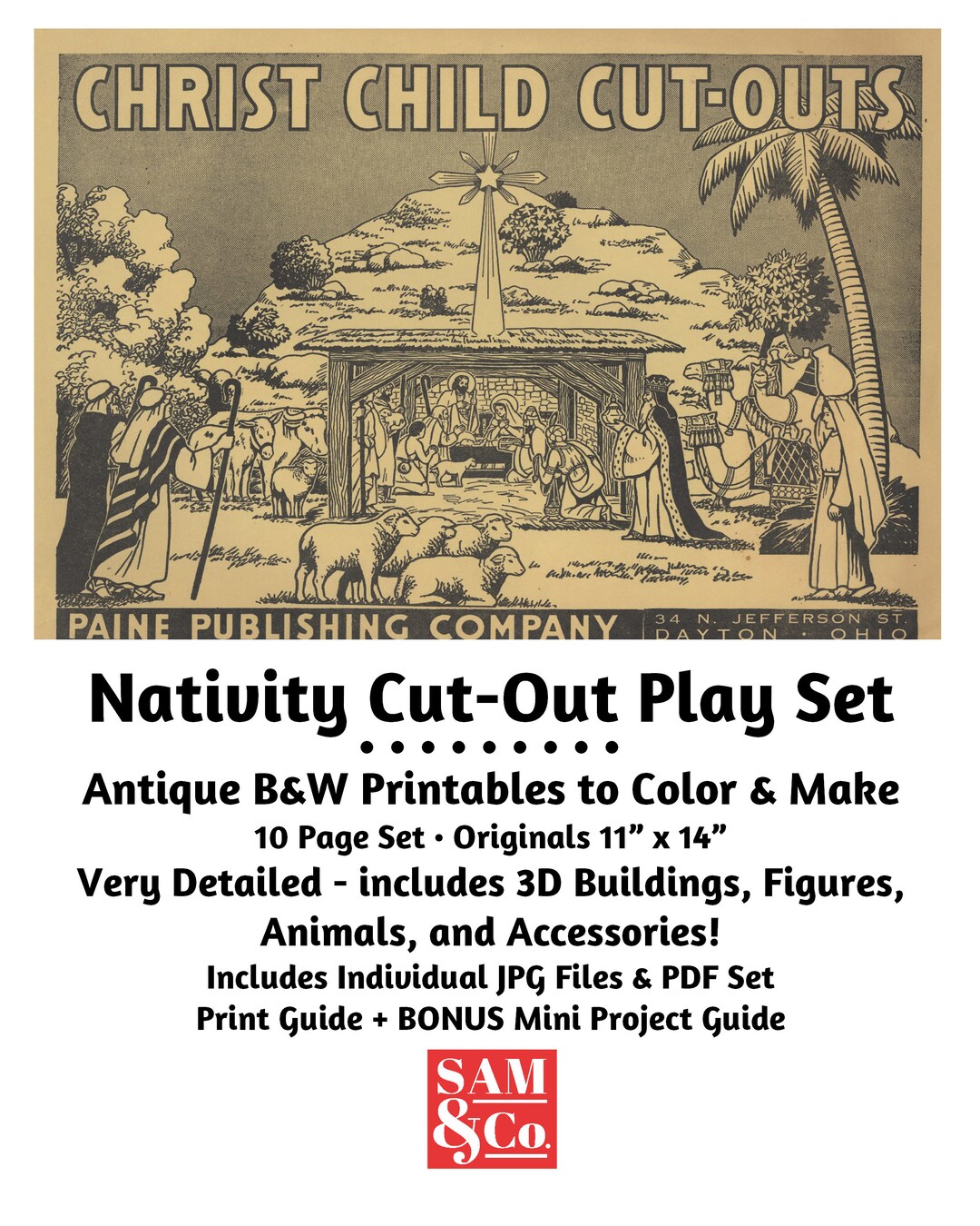Vintage NATIVITY Cut Out Set _ Easy to Make & Color _ Paper Toys ...