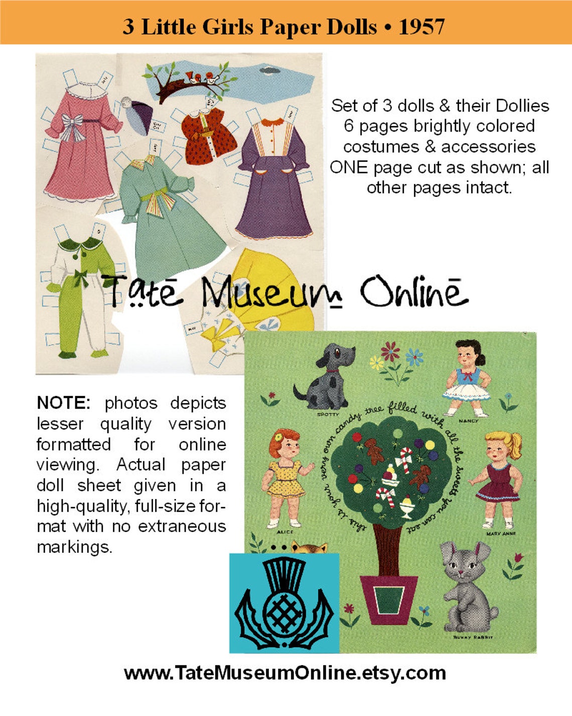 Paper Doll _ Vintage 3 Little Girls Paper Dolls to Dress Guide _ PDF ...