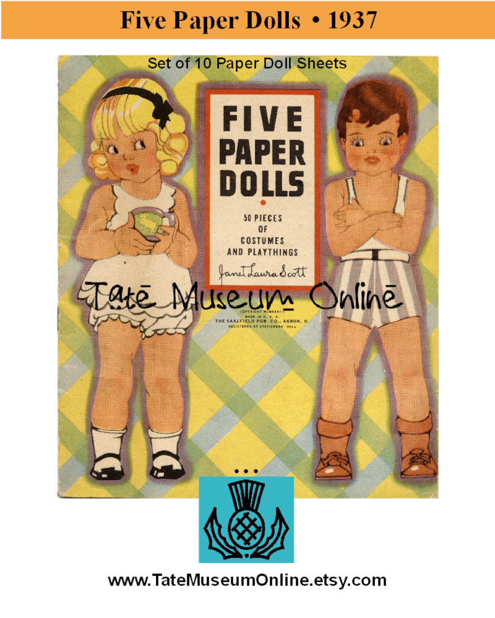 Vintage Paper Dolls_five Paper Dolls + 8 B& W Coloring Book Style ...