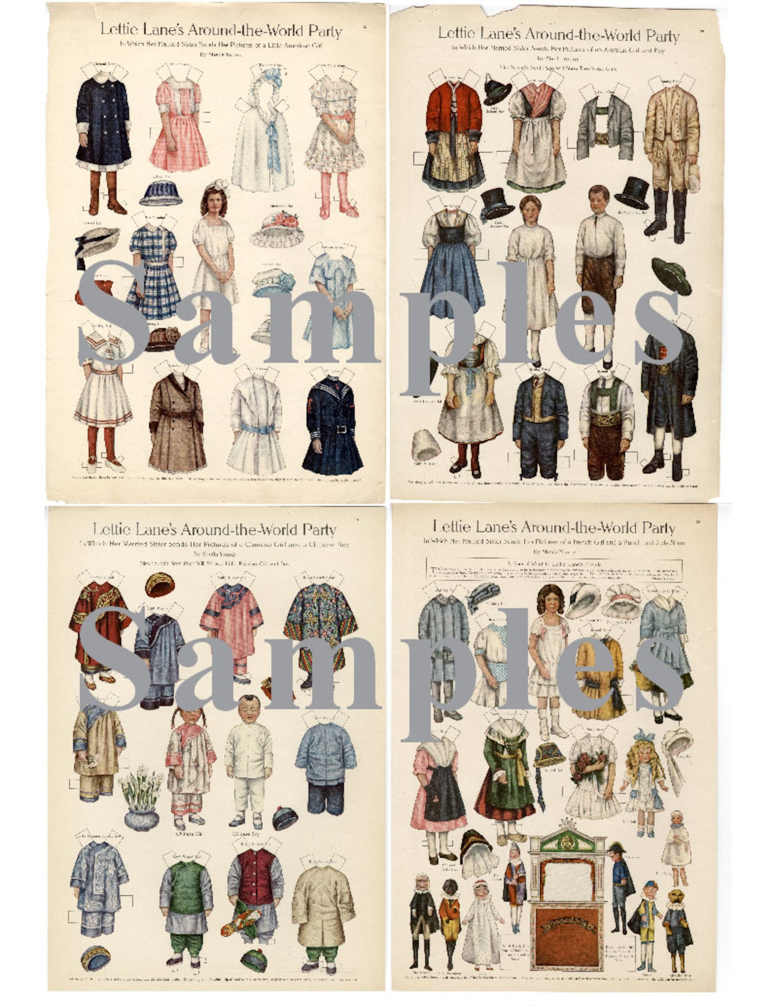 Paper Doll Vintage Lettie Lane Round the World Paper Dolls - 13 Pages ...