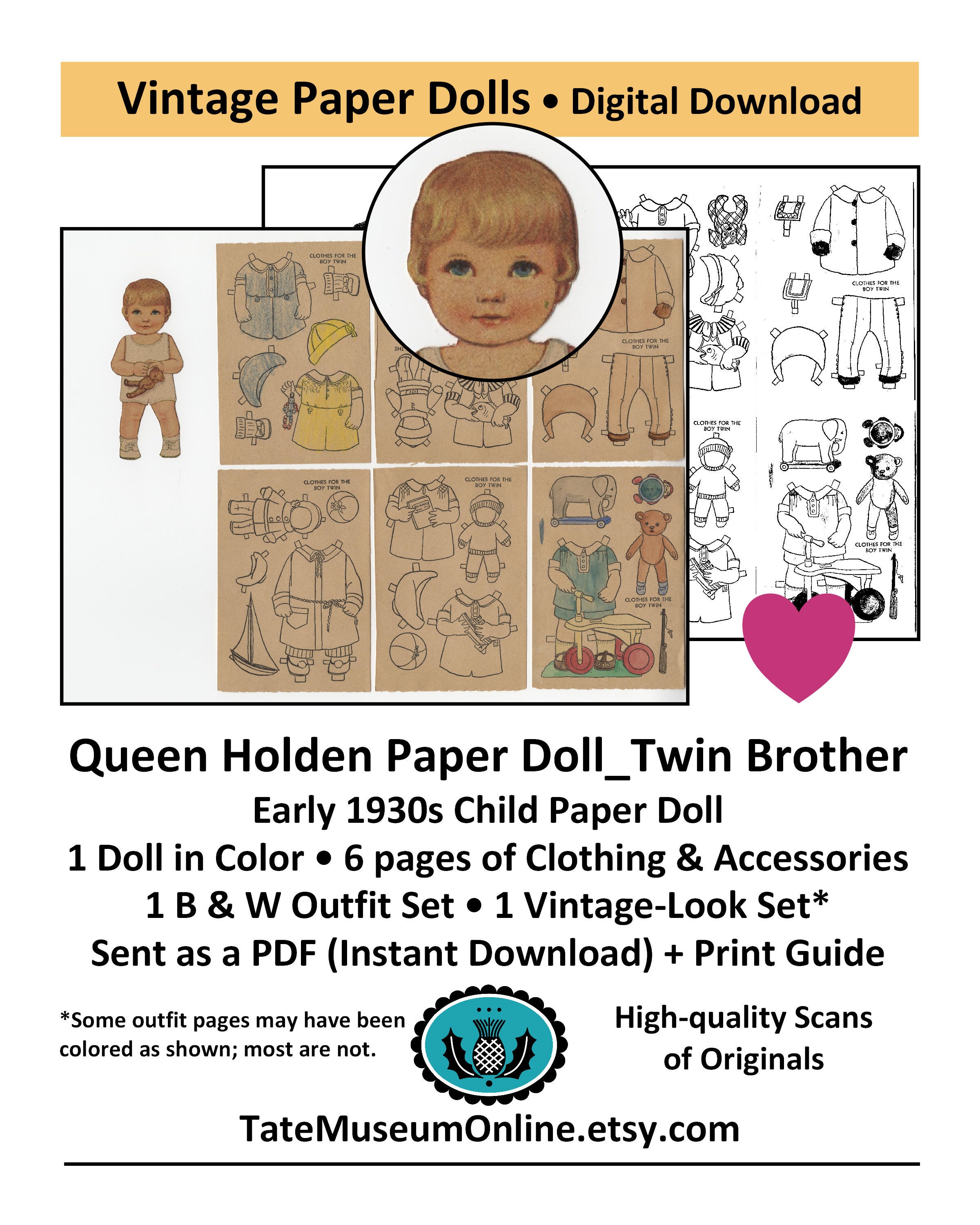 Vintage Paper Dolls_queen Holden 1930s Child Paper Doll_twin BOY ...