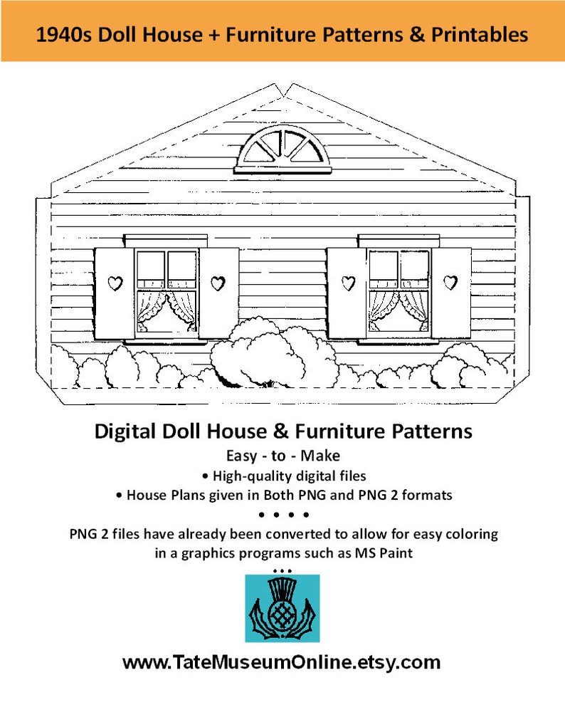 Vintage Doll House + Furniture Patterns & Printables _ Paper Craft ...