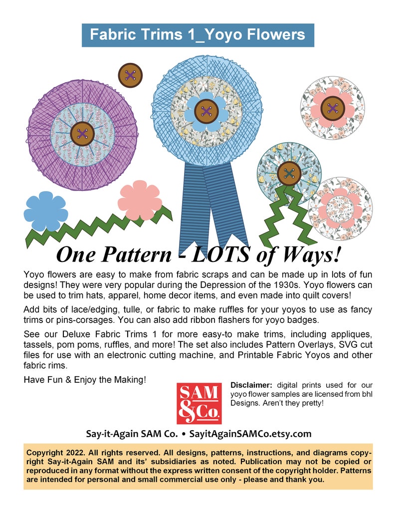 Fabric Trims Patterns Set _ Yoyo Flowers, Appliques, Tassels, Ruffles ...