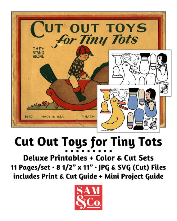 Printable Paper Toy Set CUT Files_antique Paper Toys_cut Out - Etsy