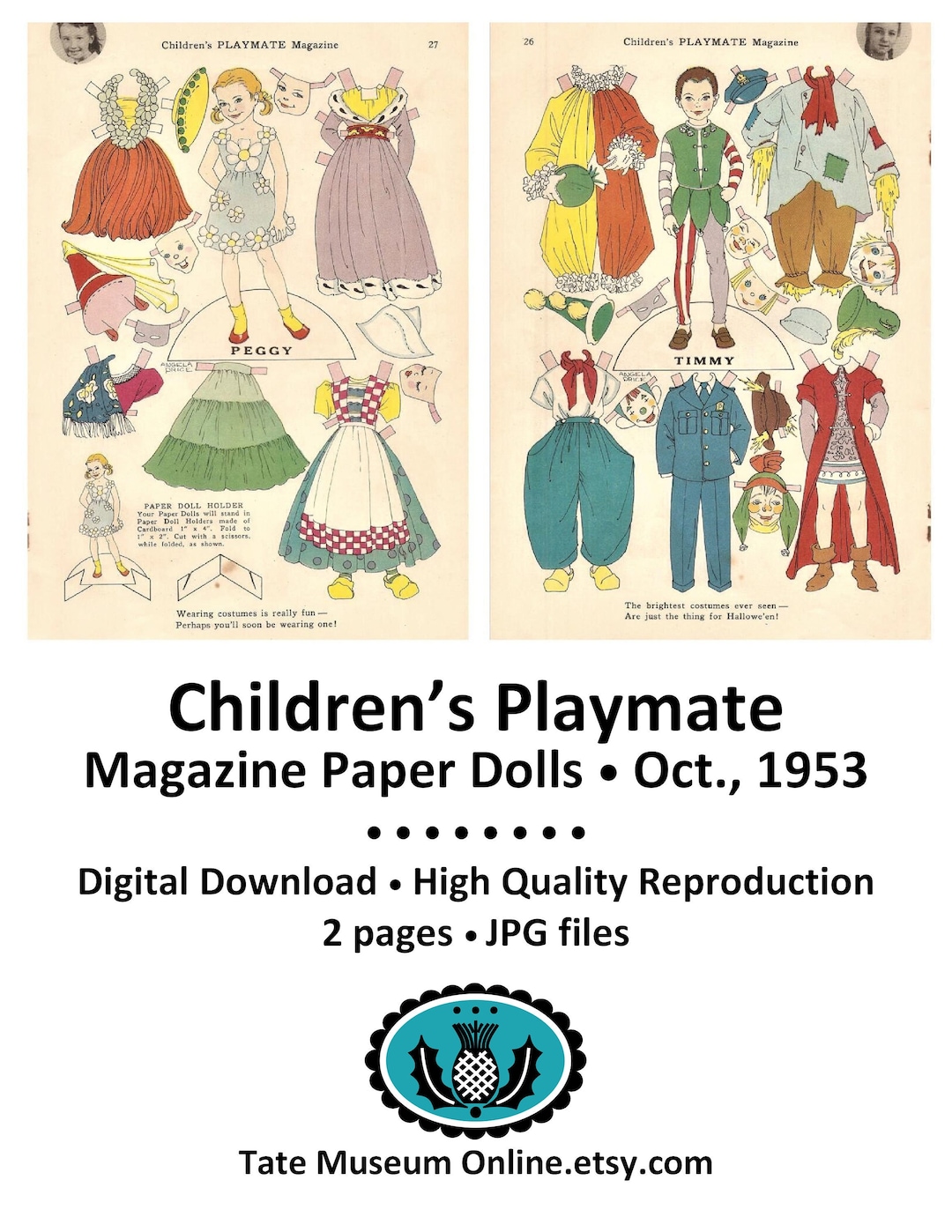 Paper Dolls * Children's Playmate Oct. 1953 * Vintage Magazine Cut Outs ...