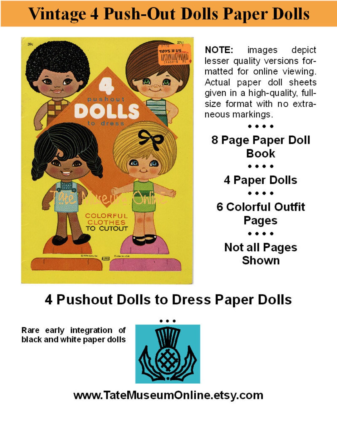 Vintage Paper Dolls Black And White