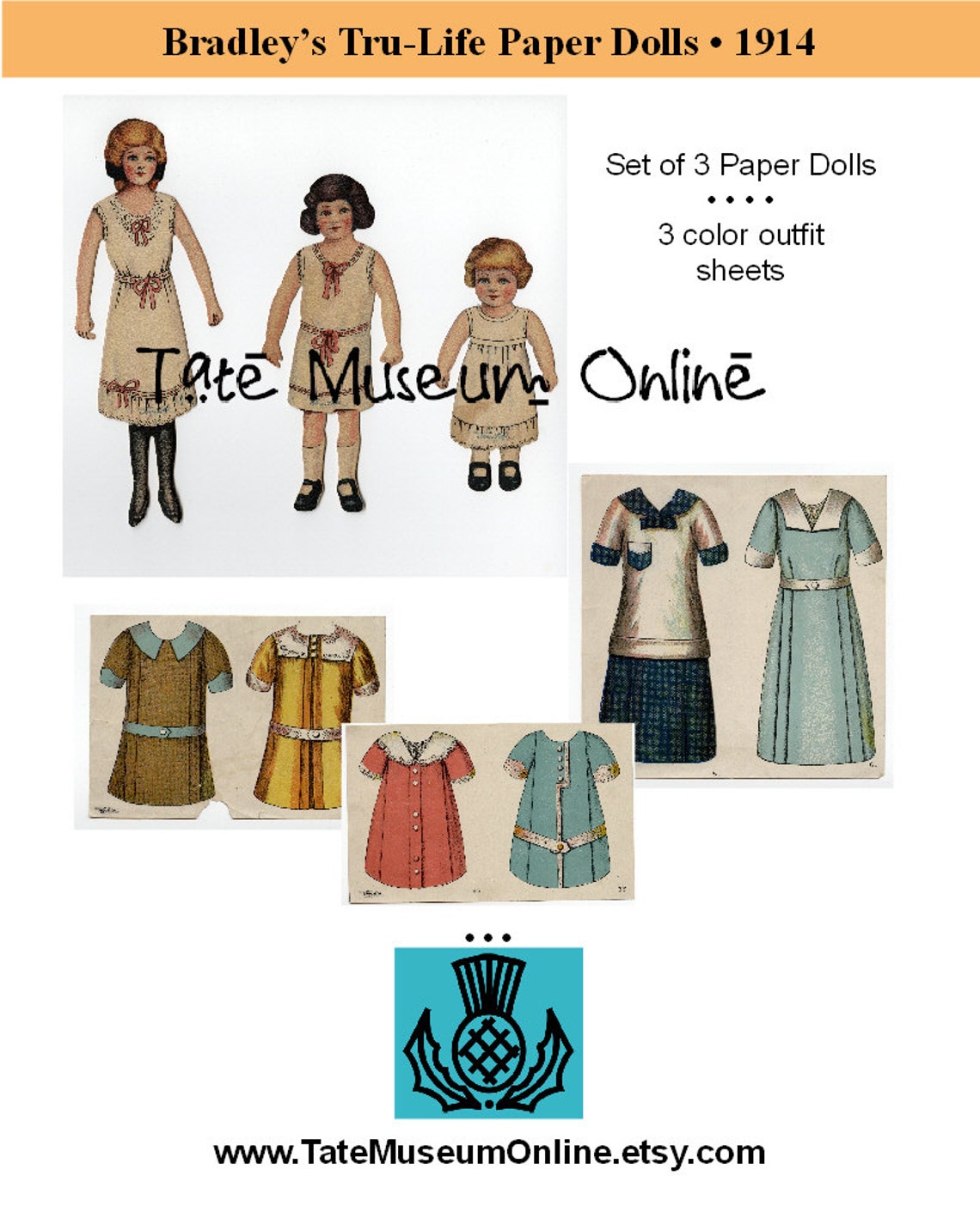 Paper Doll _ Antique Bradley's Tru-life Paper Dolls Dressmaker Set ...