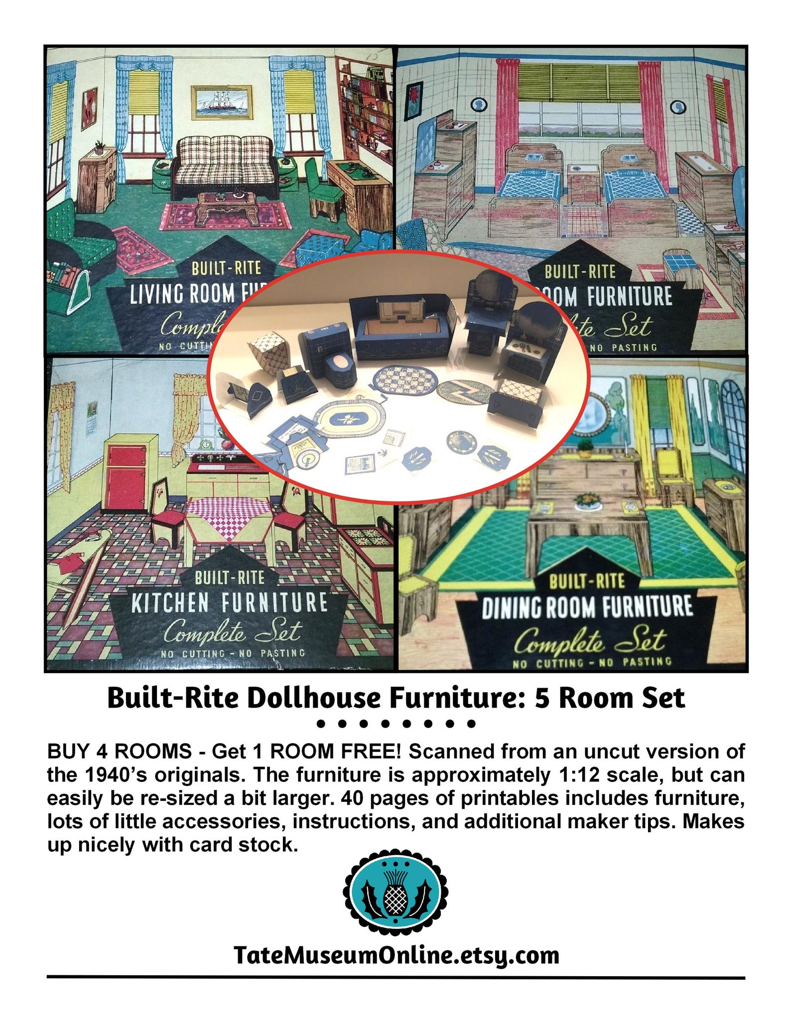 Doll Furniture Pattern - Cut-outs _ Vintage Built Rite KITCHEN Set ...