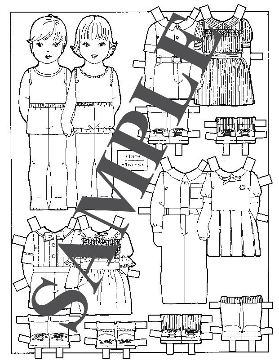 Paper Doll_ Vintage Paper Dolls _ Boy & Girl Twins _ Coloring Book ...
