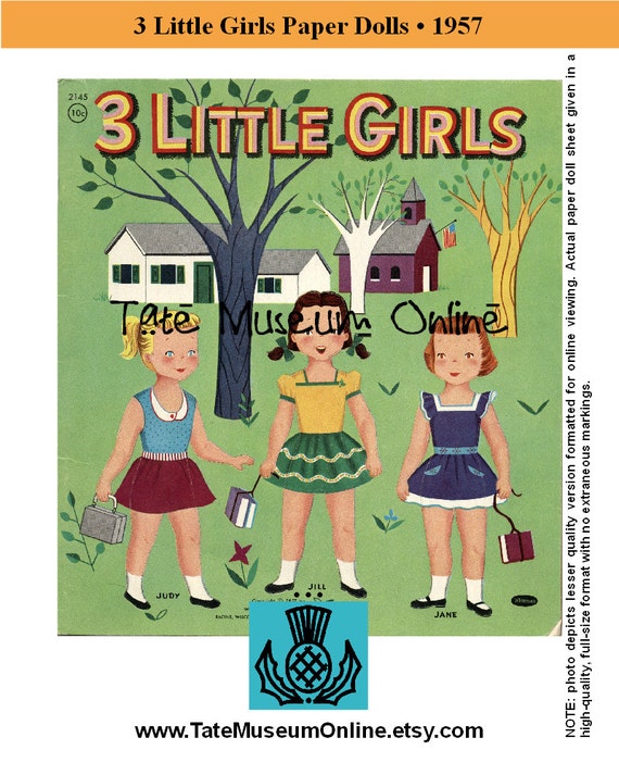 Paper Doll _ Vintage 3 Little Girls Paper Dolls to Dress | Etsy