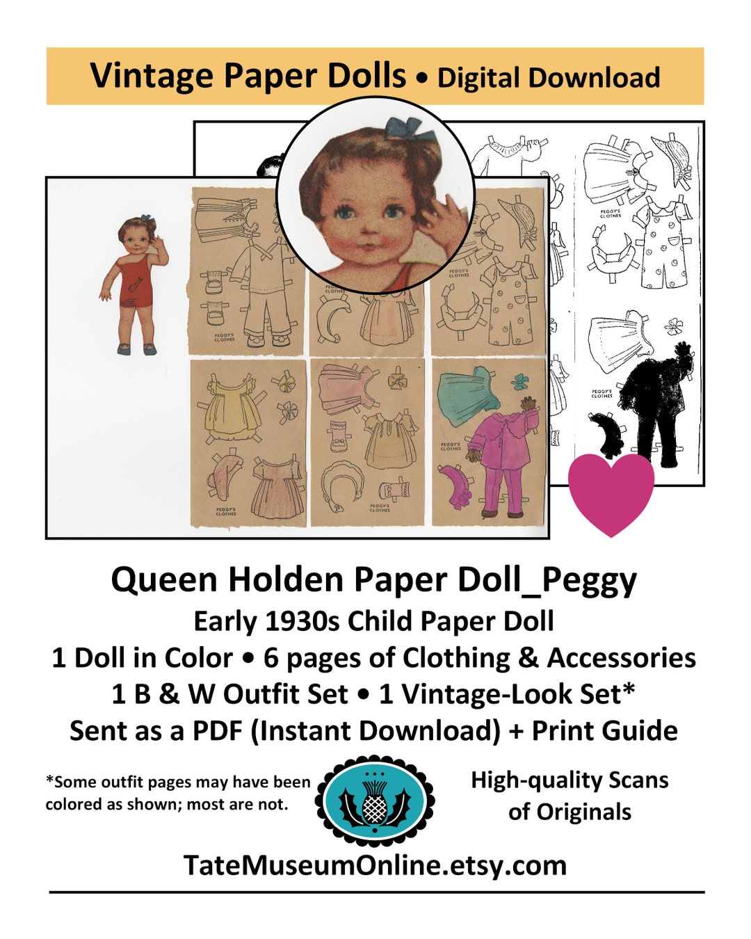 Vintage Paper Dolls_queen Holden 1930s Child Paper Doll_peggy + Outfits ...