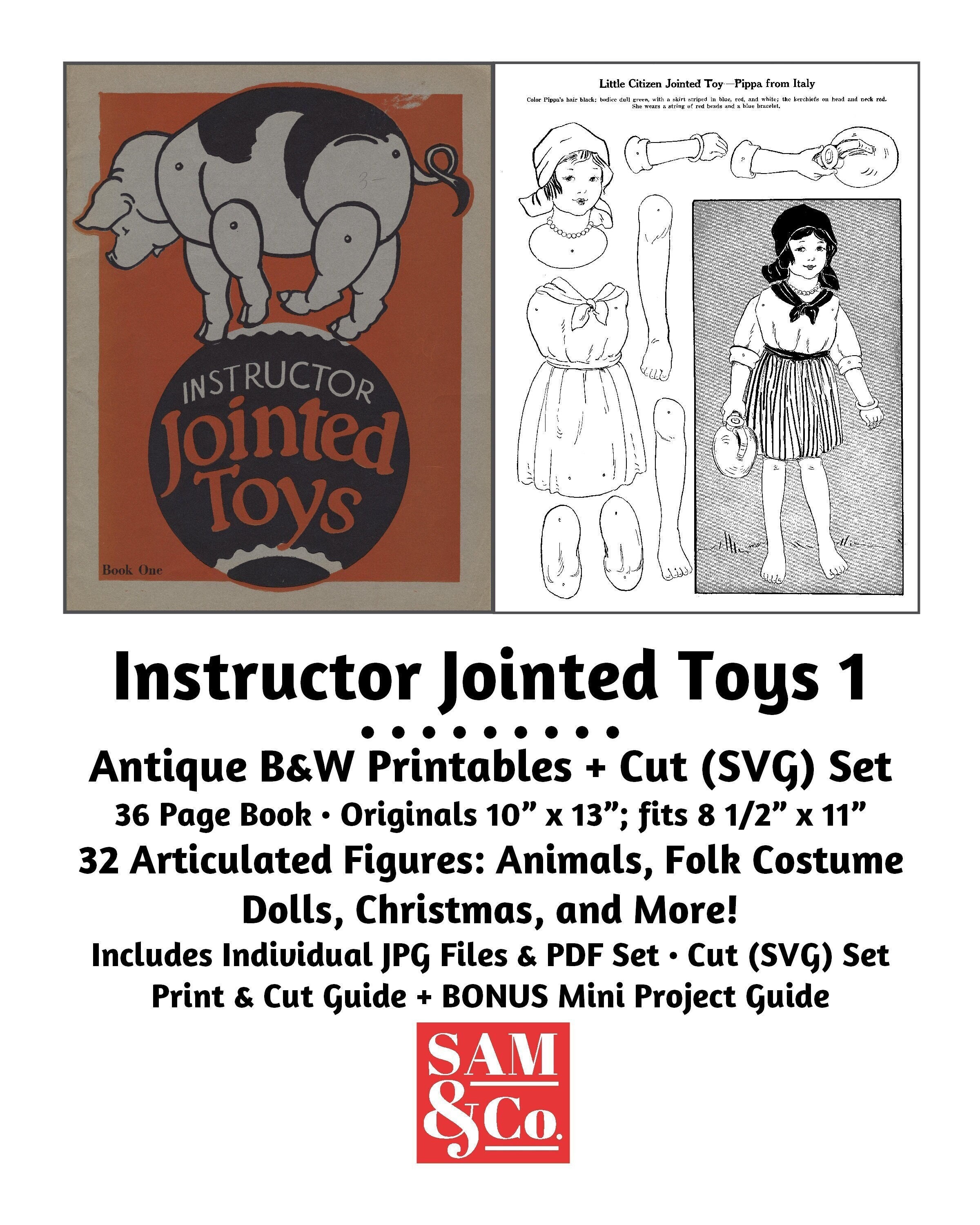 Paper Toys_antique Paper Toy Printables + CUT_SVG Set_vintage Coloring ...