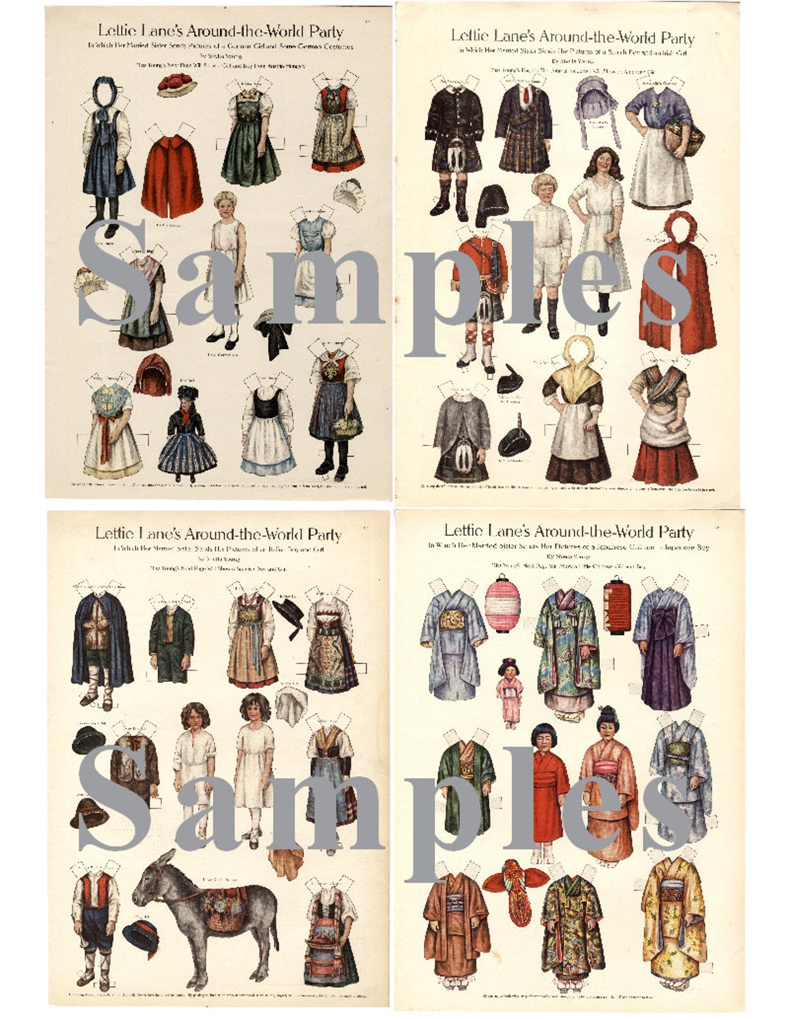 Paper Doll Vintage Lettie Lane Round the World Paper Dolls - 13 Pages ...