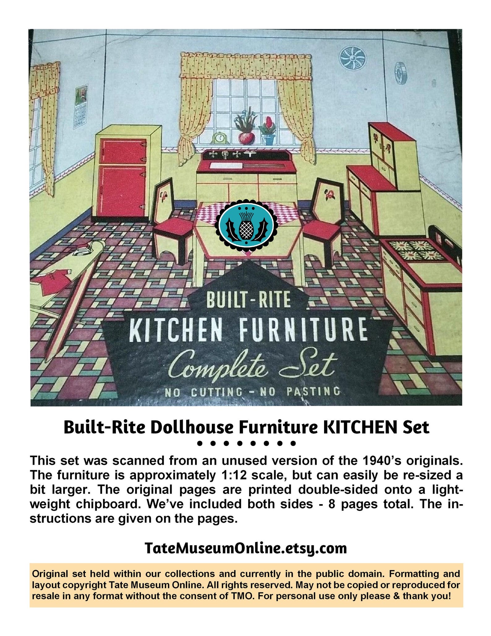 Dollhouse Furniture _ Vintage Repro _ Built Rite KITCHEN Set Cut-outs ...