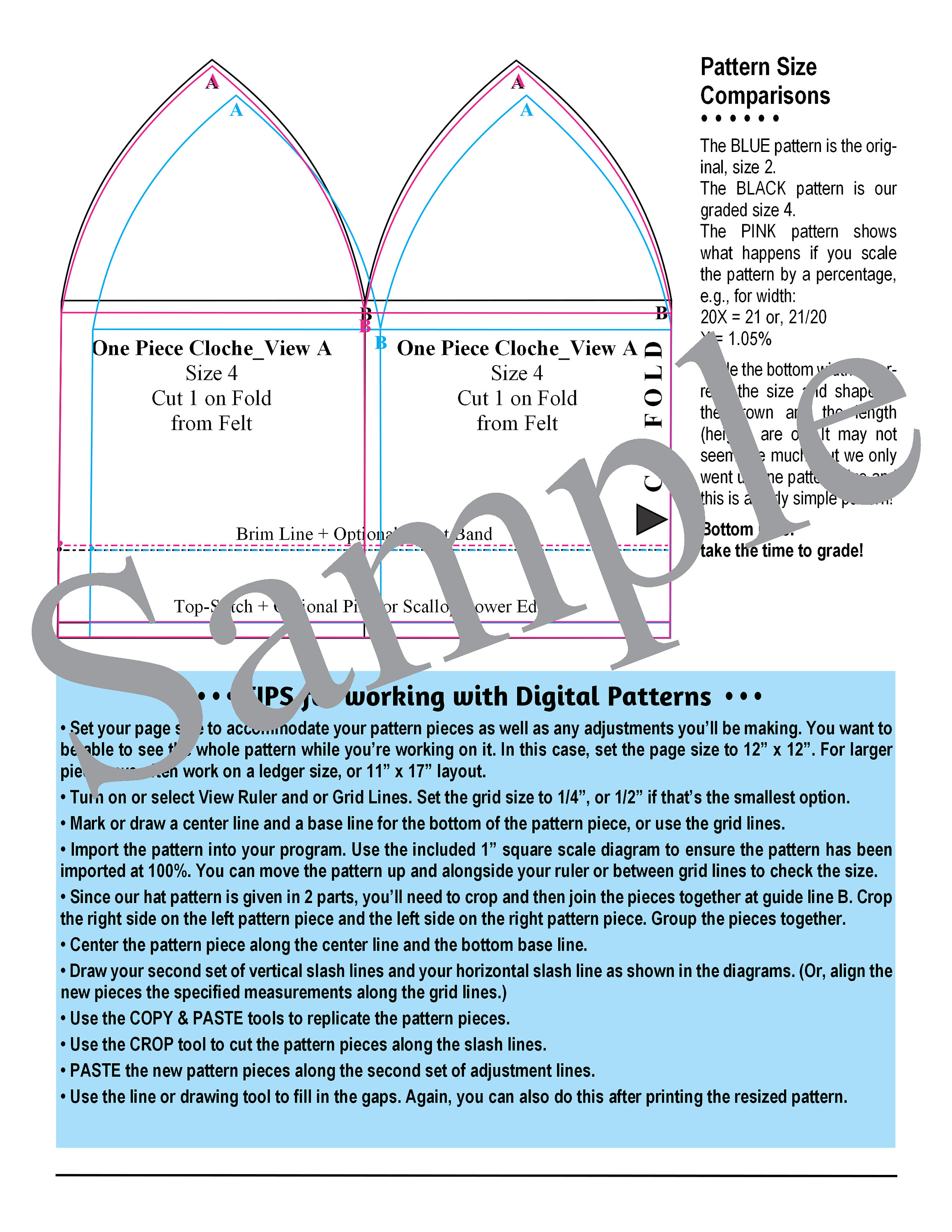 Grading HAT Patterns Tutorial + BONUS Vintage Cloche Pattern_step-by ...