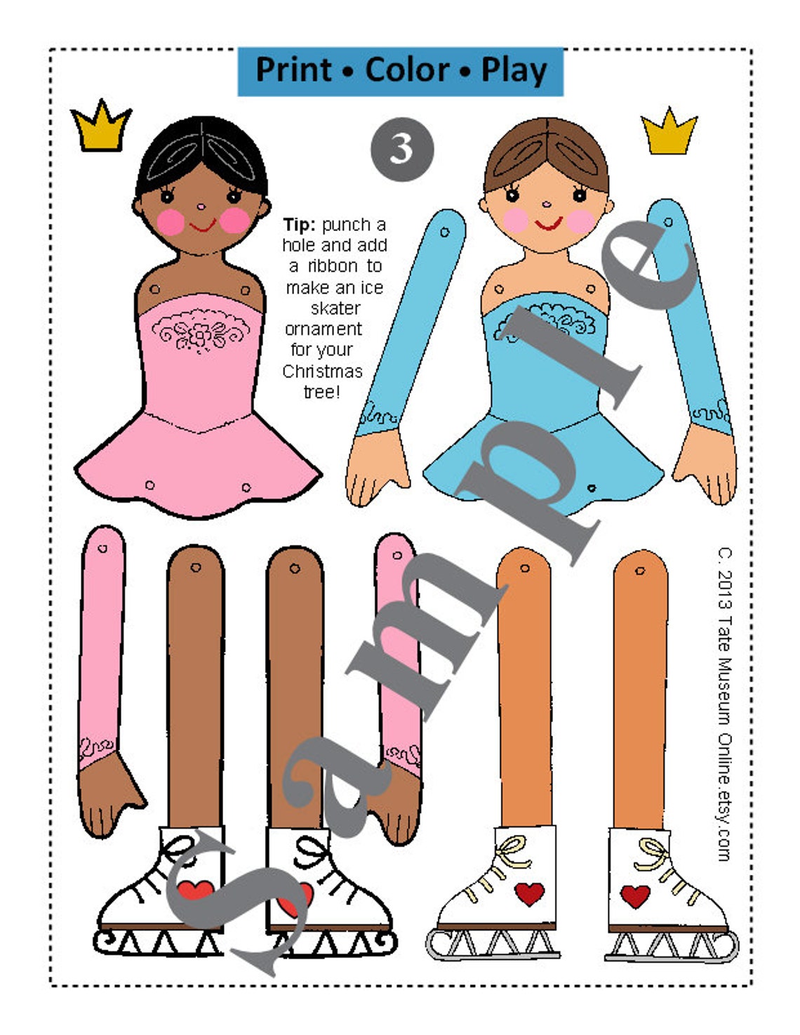 Paper Doll _ Articulated Ice Skater Paper Dolls - Ornament_color + B ...